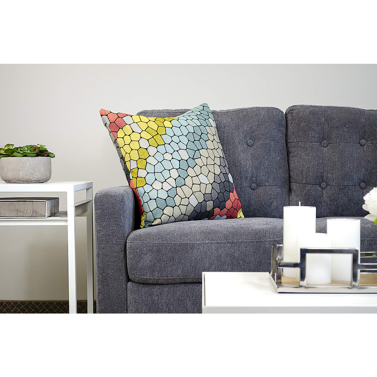 Urban Loft by Westex Cobblestone Feather Filled Decorative Throw Cushion 20" x 20" x 4" Multicolored