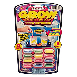 JA-RU Universal Specialties, Magic Grow Capsules 6 Pack, 72 Capsules Sea Creatures, Dinosaur, Animal Farm Toys. Water Growing Toys for Kids. Animal Party Favors Fidget Toy.305-6A
