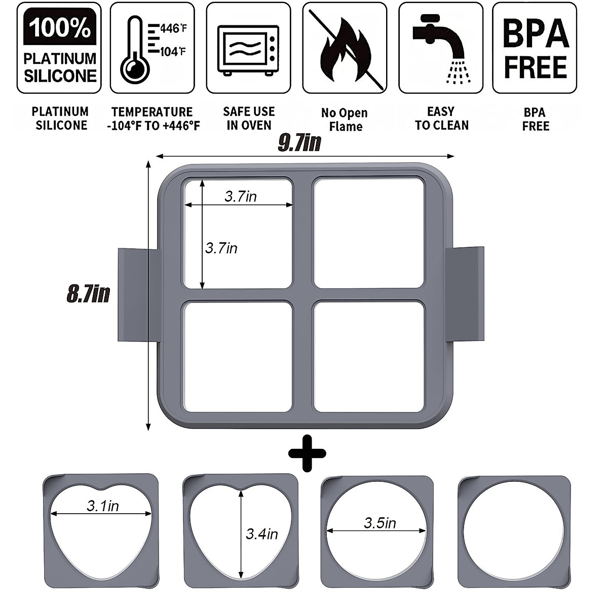 Palksky Silicone Egg Rings, Egg Mold for Frying Eggs Non Stick Food Grade Molds Round Circle Griddle Cooker Fried Shaper Fryer Ring for Cooking Breakfast Patty Mcmuffin Heat Resistant Pancake Rings