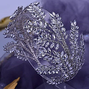 TRiXY Bridal Headwear Rhinestone Ladies Headband Crystal Headwear Wedding Silver Bridal Hair Accessories Bridal Tiaras Pageant Hair Jewelry Party Headpieces for Women Girls
