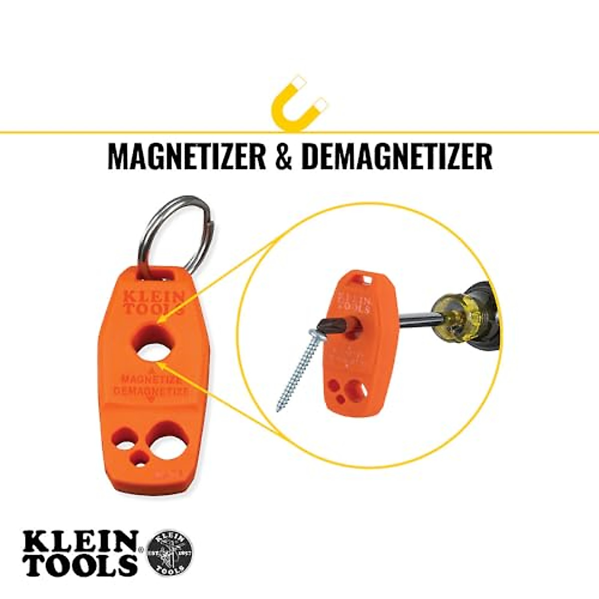 Klein Tools 85148 Screwdriver Set with Magnetizer / Demagnetizer for Magnetic Tips, Flathead and Phillips, Non-Slip Cushion Grip, 8-Piece