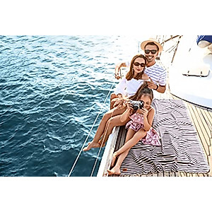 Gold CASE Turkish Beach Towel MYRA Series - Set of 5 - XXL Oversized 71x40 inches -100% Cotton Bath Towels - Super Soft - Quick Dry Lightweight Sand Free Turkish Towel (Black)