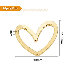 BENECREAT 20pcs Real 18K Gold Plated Linking Rings Brass Heart Jewelry Connectors Open Bezels for Bracelets Necklace DIY Making, Wedding, Mother's Day Festival Gifts, 11.5x13mm