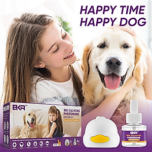 BKRMART Dog Pheromone Calming Diffuser 5 in 1 Appeasing Pet Pheromones Diffuser to Calm Kit 1 Diffuser & 4 Pheromone 48ml Refill for Anxiety Relief Reduce Barking Aggression Fighting Stress