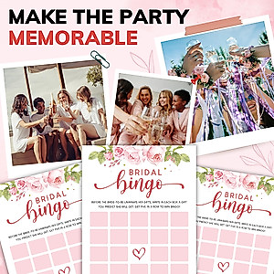 STOFINITY Bridal Shower Bingo Game - 50 Pcs Wedding Shower Game for Guests, Funny Bridal Shower Game for Wedding Reception, Flower Bridal Shower Decorations
