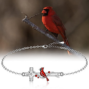 Cross Red Cardinal Bracelet for Women Memorial Cardinal Appear When Angels Are Near Cardinal Bracelets Cute Bird Sympathy Jewelry Gifts for Loss of Loved One