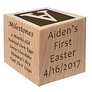 Baby's First Easter Gift 2024 - Personalized Block Easter Gift Custom Engraved Wooden Baby Block for Boy and Girl Choose Image Easter Basket Bunny Egg He is Risen My First Easter Cross