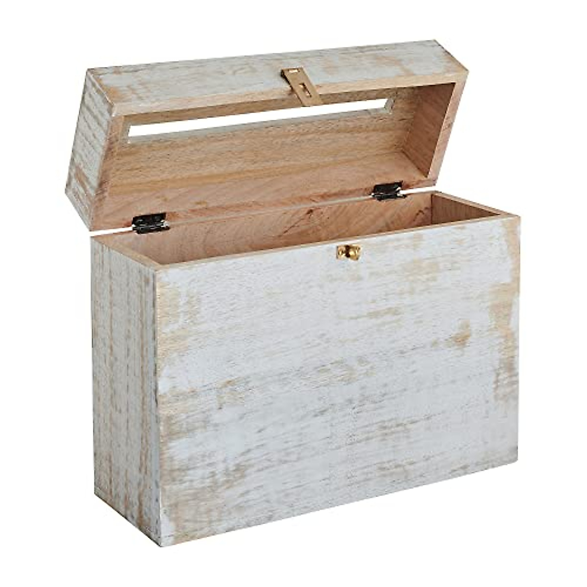 Eximious India Wedding Card Box with Card Slit and Lock 12"X10"X4.5"- Gift Wishing Well Card Box for Weddings, Receptions, Birthdays, Graduations, Baby Showers, Honeymoon Funds (White)