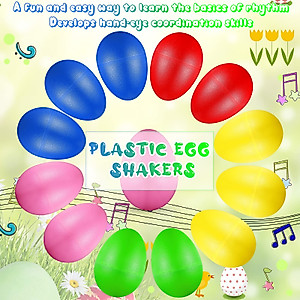 100 Pieces Egg Shakers Musical Instruments Percussion Maracas Egg for Kids Toys Plastic Easter Shaker for Learning DIY Painting, Classroom Music, Rhythm(5 Color)