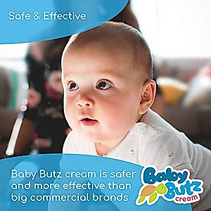 Baby Butz Diaper Rash Cream, 100% Natural Zinc Oxide Maximum Strength Butt Paste, Barrier Baby Cream to Help, Relieve & Prevent Diaper Rash, Hypoallergenic, Ointment for Newborns, Infants- 4oz