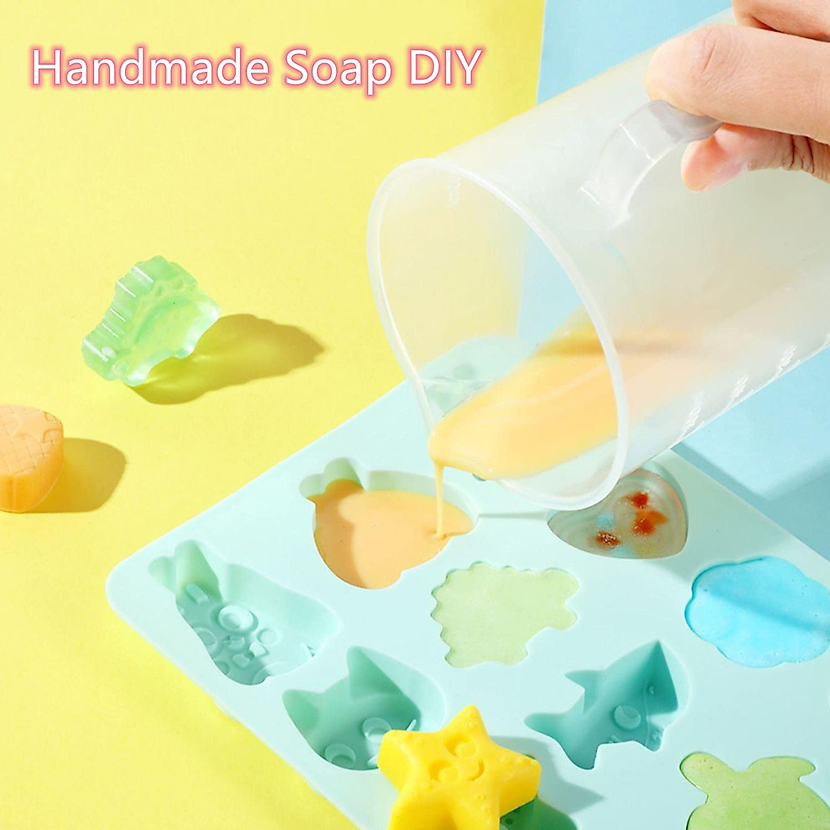 Merthvda 6 Sizes Plastic Beaker Set, 1000ml/500ml/250ml/100ml/50ml/30ml, Thicken Plastic Measuring Cup Clear Raised Graduated Liquid Container with Spout & Handle, Included 10pcs Transfer Pipettes