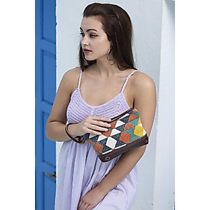 Myra Bags Traveler's Choice Canvas, leather & Rug Pouch Wristlet S-1912