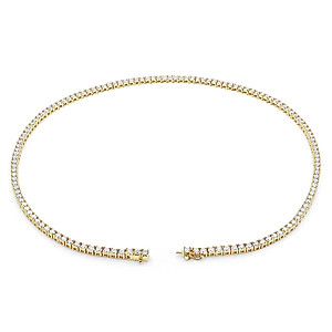 SAVEARTH DIAMONDS 3MM Round Cut Lab Created Moissanite Diamond 18" Long Chain Necklace In 14k Yellow Gold Over Sterling Silver Jewelry For Women (VVS1 Clarity, 13.70 Ct)