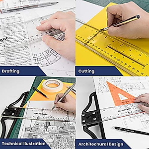 Pacific Arc 36 Inch T Square, Traditional Acrylic Graduated in Inch and Metric, Detachable Head
