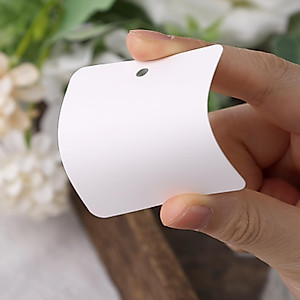 SallyFashion 80pcs White Paper Gift Tags with String, 2x2 Inch Square Hanging Labels Cloth Business Craft Blank Tags