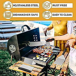 Griddle Accessories Kit of 5, HaSteeL Heavy Duty Metal Spatula, Professional Stainless Steel Flat Top Griddle Tools Set, Pancake Flipper/Griddle Scraper/Hamburger Turner for BBQ Grilling Cast Iron