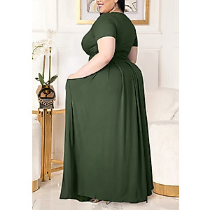 Summer Women's Plus Size 2 Piece Dress Sets Printed High Waisted Maxi Dress Sets Clubwear Tracksuit-Green