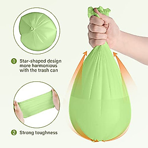 Eargardin Compostable 8 Gallon Trash Bags 100% Compost Small Garbage Bag Extra Thick 0.91 Mil for Kitchen Bathroom BPI Certified 30 Counts, Green