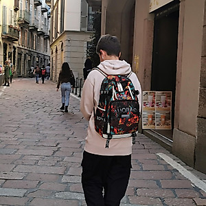 AUOBAG Canvas Backpack for men School bag for boys Bookbag for teenage with USB Charging Port Fits 15.6 Inch Notebook (Black)