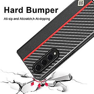 ZTOFERA for Samsung Galaxy Z Fold 3 5G Case,Carbon Fiber Premium PU Leather Ultra Thin Shookproof Anti-Fall Folding Screen Phone case Compatible with Samsung Galaxy Z Fold 3 5G(2021)-Black