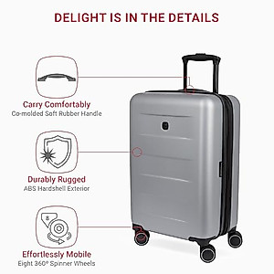 SwissGear 8020 Eclipse Hardside Expandable Luggage with Spinner Wheels, Ultimate Grey, Carry-On 18-Inch