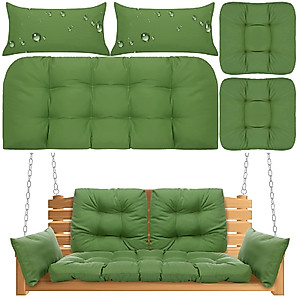 Maitys 5 Pieces Waterproof Wicker Chair Cushions Outdoor Cushions Couch Cushion Set Group Loveseat Cushions Lumbar Pillows for Patio Backyard Porch Garden Furniture(Sage Green)