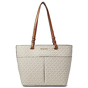 Michael Kors Bedford Medium Top Zip Pocket Tote Vanilla/Acorn One Size