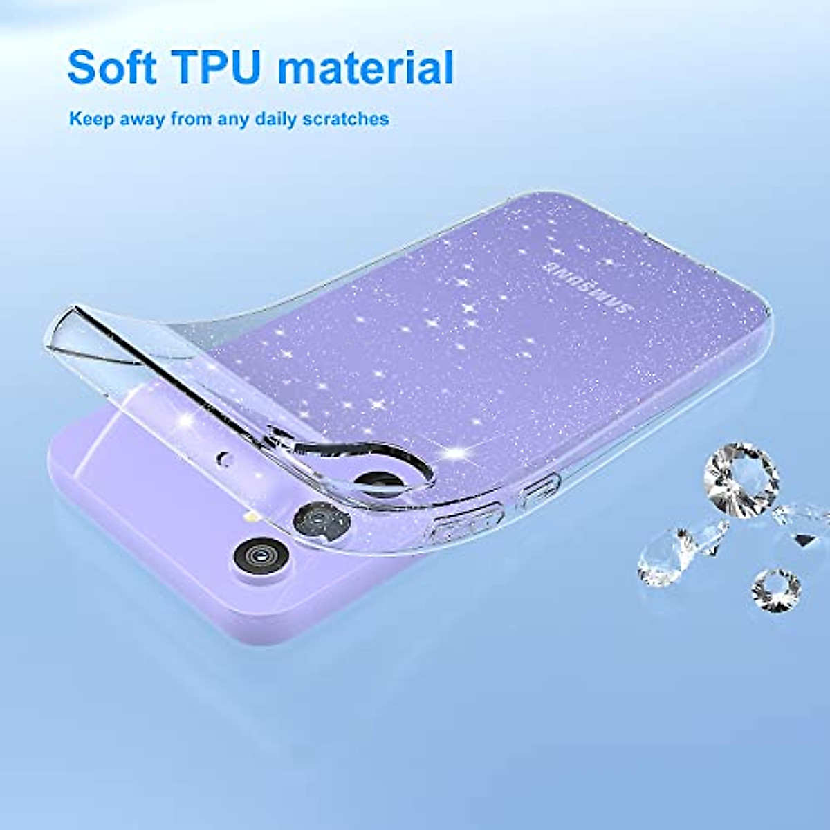 KSWOUS Glitter Case for Galaxy A54 5G - Sparkly Clear Shockproof Slim Cover with 2 Screen Protectors