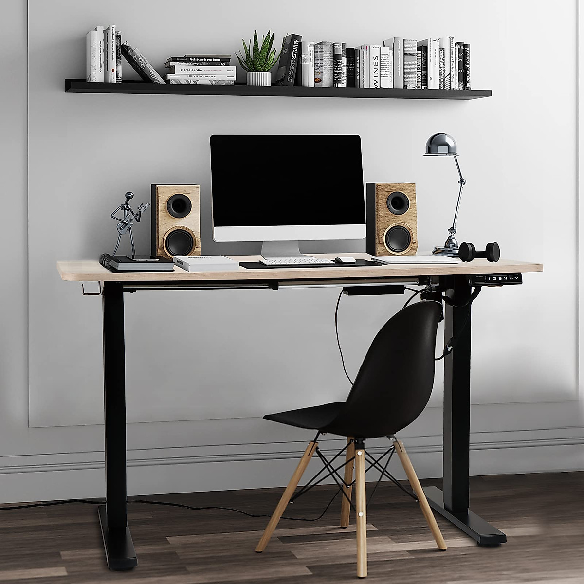 VIZTY Electric Standing Desk,Height Adjustable Home Office Desks with USB Charging Port,Sit and Stand Up Table with 48 x 24 Inches One-Piece Table Top (White Maple)