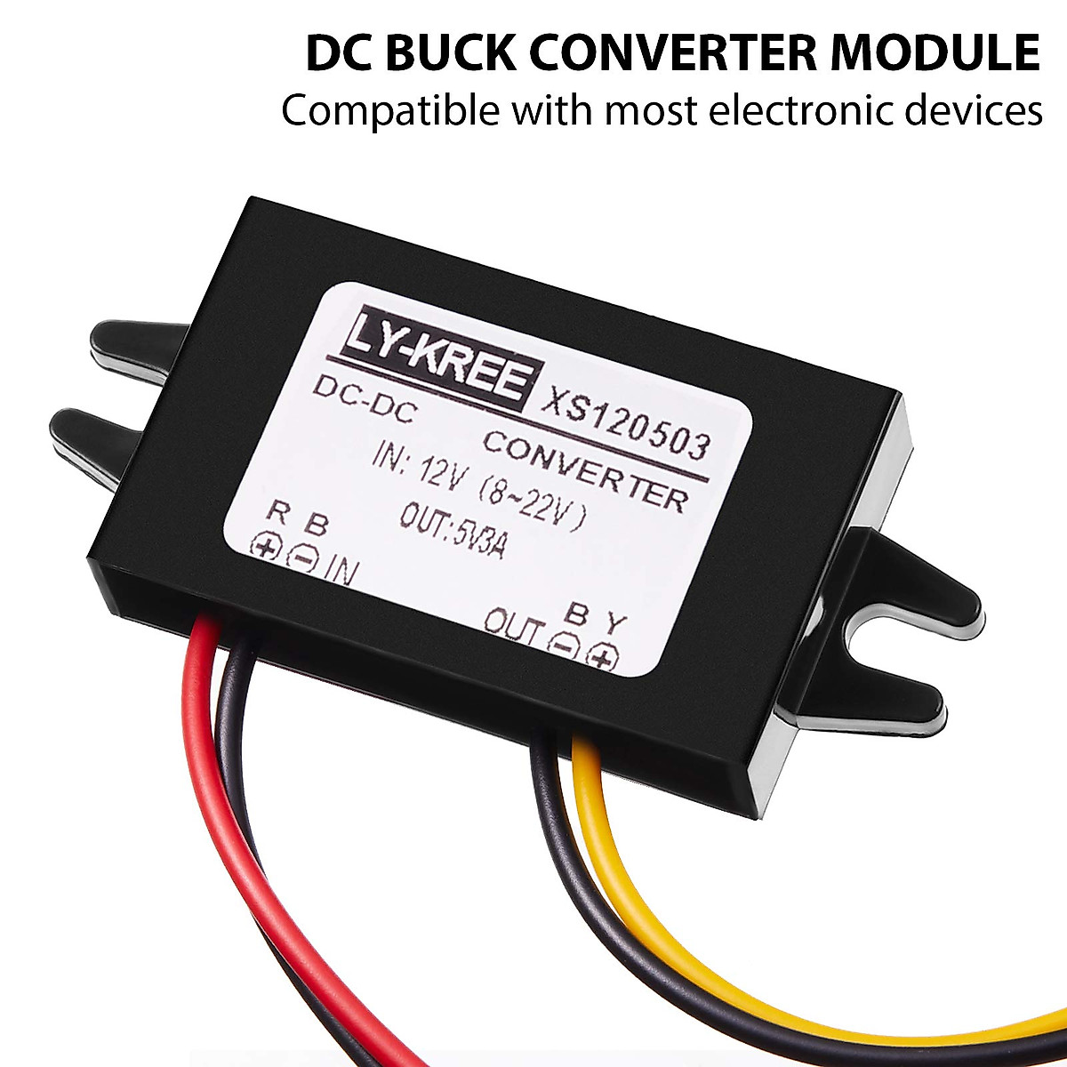 Weewooday Direct Current Converter 12v to 5v 3a 15w Buck Converter Module, Reduced Voltage Regulator Car Power Output Power Adapter, Wire Interface(3 Pieces)