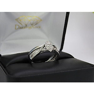 Dazzlingrock Collection 0.33 Carat (Cttw) Round White Diamond Marquise Shape Engagement Ring Set 1/3 CT, Sterling Silver, Size 7