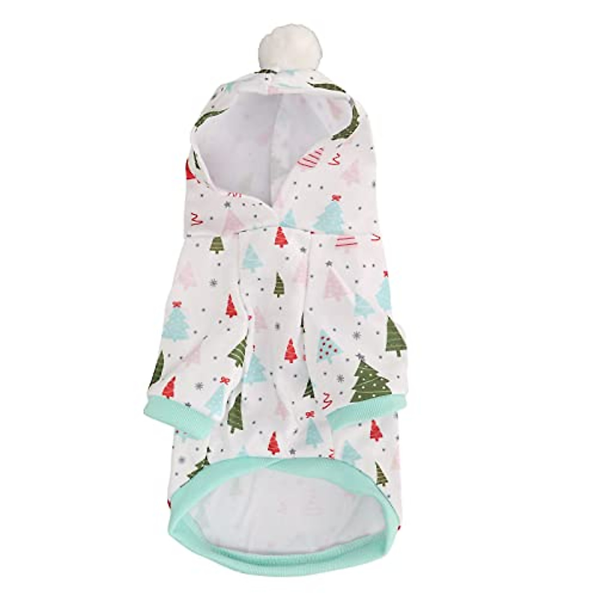 Dog Hoodie, Print on White Odorless Green Christmas Tree Easy to Wear Elastic Dog Sweaters for Winter for Cats S