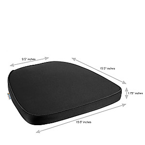 Yanel Prime Products Chair Pad | Seat Padded Cushion with a Polycore Thread Soft Fabric, Straps and Removable Zippered Cover (Black)