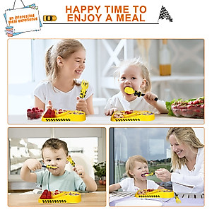 Construction Toddler Utensils - Toddler Forks and Spoons - Kids Spoon and Fork Set - Suitable for Kids Utensils - Baby Utensils, Portable Utensils Set for 1 2 3 4 5 year old Toddlers - Yellow