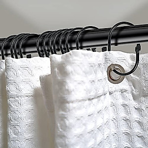 12Pcs Shower Curtain Hooks Rings Rustproof Shower Curtain Hooks Metal Wide Oval Shower Hooks for Bathroom Decorative Metal Shower Ring Hooks for Shower Rods Curtains (Black)