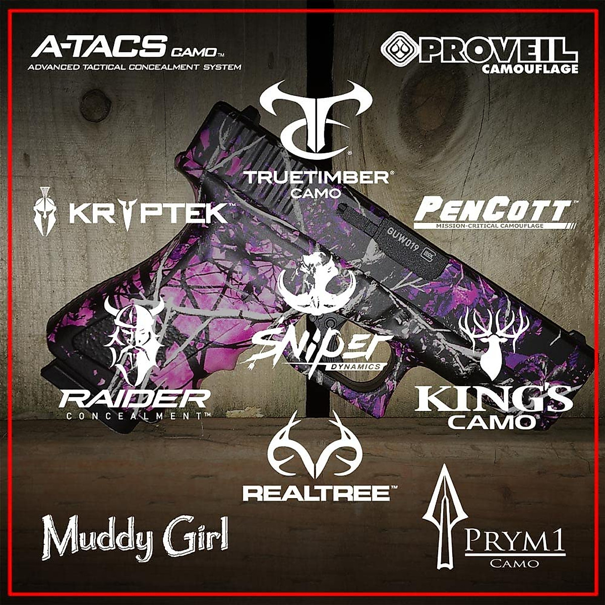 GunSkins Precut Pistol Skin for Glock 43 - Compatible with Airsoft AEG BB Gun - Vinyl Gun Wrap - Easy to Install - 100% Waterproof - Matte Finish - Made in USA - GS Military OCP Black