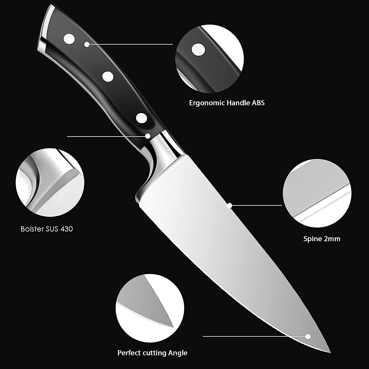 Chef Knife - 6-inch Professional Kitchen Knife German High Carbon Stainless Steel Chef's Knives with Ergonomic Handle and Gift Box