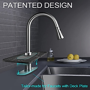 Kingmall Silicone Faucet Mat, Kitchen Faucet Mat for Drip Catcher, 100% Food Grade Silicone, Black, Deck Mount, Single Hole, Reusable, for Faucets with 1cm(0.4 Inch) Deck Plate