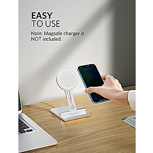 Laxarmer Phone Stand for MagSafe Charger, Adjustable Aluminum Stand Holder Dock Cradle for Desk, Compatible with iPhone 14 13 12 Mini, Pro, Pro Max, MagSafe Charger Not Included-Silver