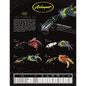 Arbogast Jointed Jitterbug 2.0 Topwater Bass Fishing Lure, Freshwater Fishing Lures and Accesories, Black Death, 2 1/2", 3/8 oz