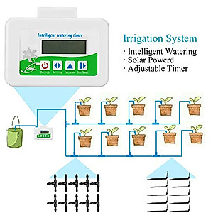 Upgrade Smart Water Pump Solar Garden Automatic Watering Device Outdoor Plants Self Drip Irrigation Solar Energy Charging Timer System Potted Plant Drip Irrigation for Potted Plants Flower Vegetables