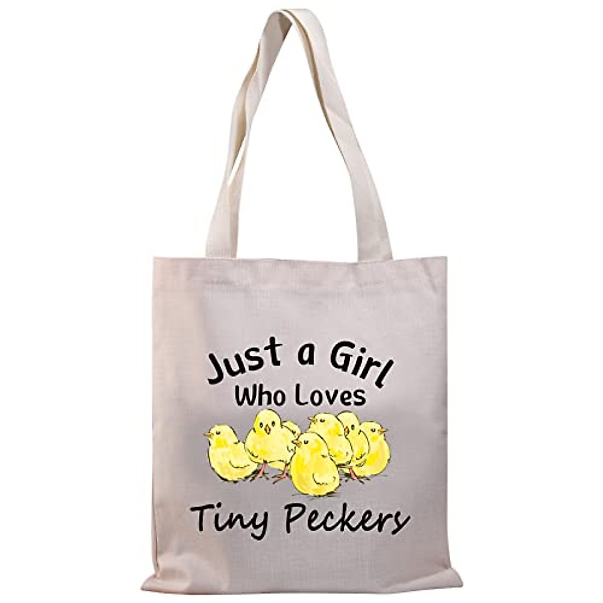 BDPWSS Chicken Lover Tote Bag Crazy Chicken Lady Gift Just A Girl Who Loves Tiny Peckers Canvas Handbag For Chicken Mom Gift (Girl loves tiny TG)