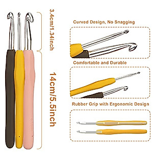 OWill 14 Piece Crochet Hooks Set, Crochet Kits Suitable for Beginners Adults, Soft Grip Crochet Needles with Storage Case, Ergonomic Crochet Hooks Applications for Knitter Enthusiasts