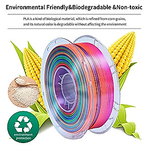 3D Silk PLA Filament, Rainbow PLA,3D Printer Filament 1.75mm, 3D Printing Filament +/-0.02mm, 1kg/2.2lbs Fit Most FDM 3D Printers (Silk Rainbow 663_ Pinkycolor)