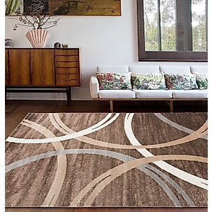 Rugshop Modern Wavy Circles Design Area Rug 3'3" x 5' Brown