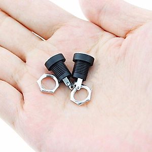 SQXBK 12PCS Power Round Jack DC 5.5x2.1mm DC Power Socket Panel Mount Nut Kit Electrical Plug Black