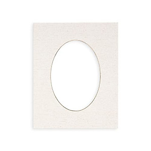 16x20 Mat Bevel Cut for 8x10 Photos - Precut White Linen Canvas Oval Shaped Photo Mat Board Opening - Acid Free Matte to Protect Your Pictures - Bevel Cut for Family Photos, Pack of 1 Matboard