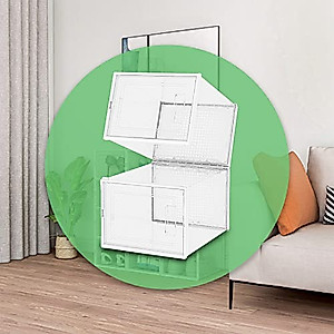 Lanffranchi Shoe Organizer Plastic Storage Boxes-Stackable Rack-Transparent, Ventilation and Dust-proof- sneaker storage for display, Space Saving Bins for Bathroom, Bedroom & Entryway (Medium)