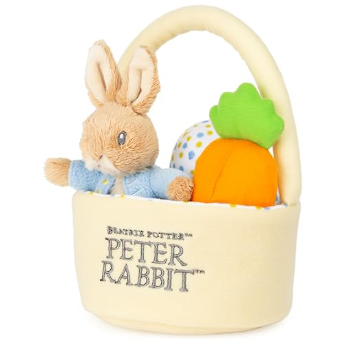 GUND Beatrix Potter Peter Rabbit Easter Basket Sensory Toy Playset, 4-Piece Plush Toy Playset for Ages 1 and Up, 8.5”