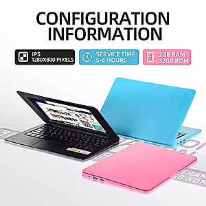 Monitech 10.1” Mini Laptop, 2GB RAM and 32GB SSD Netbook, Small Laptop with USB 3.0, Full HD IPS Display Pink Laptop Computer, Dual Core Lightweight Laptop, Ultra Thin Notebook Computer Windows 10